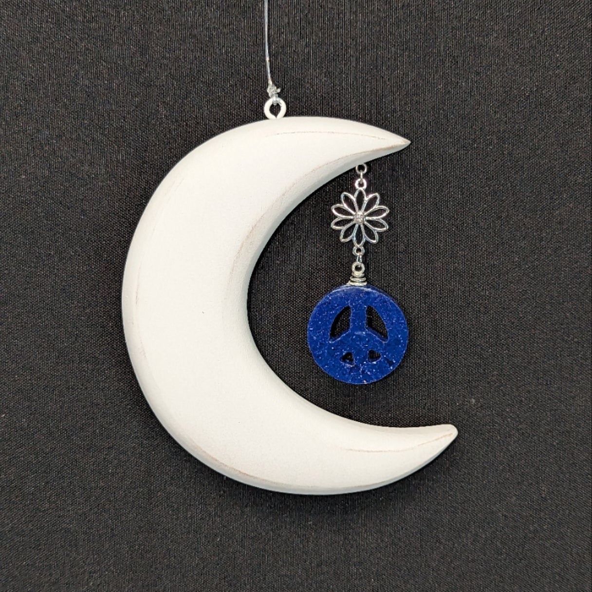 4 Inch Blue Peace Sign Moon | The Crescent Moon 🌙